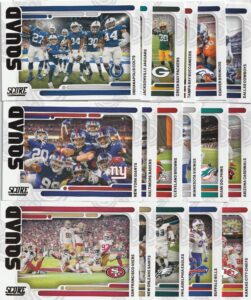 2022 panini score football cards squad insert set 17 cards cowboys chiefs packers bills 49ers broncos and more