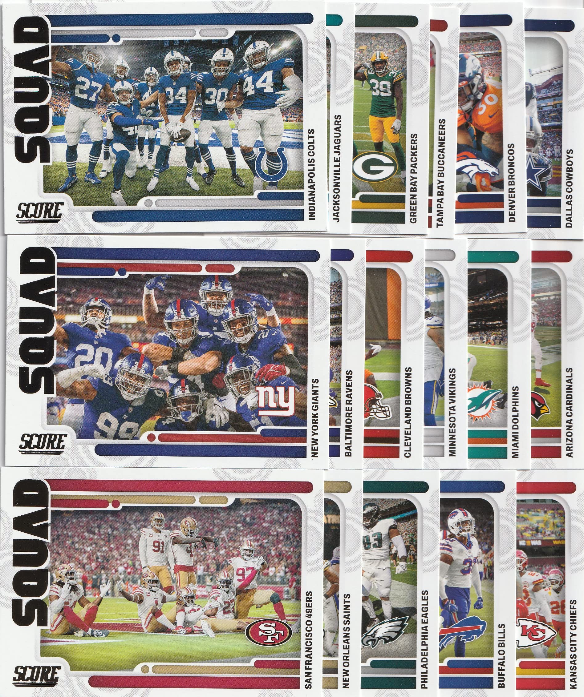 2022 Panini Score Football Cards Squad INSERT SET 17 CARDS Cowboys Chiefs Packers Bills 49ers Broncos and More