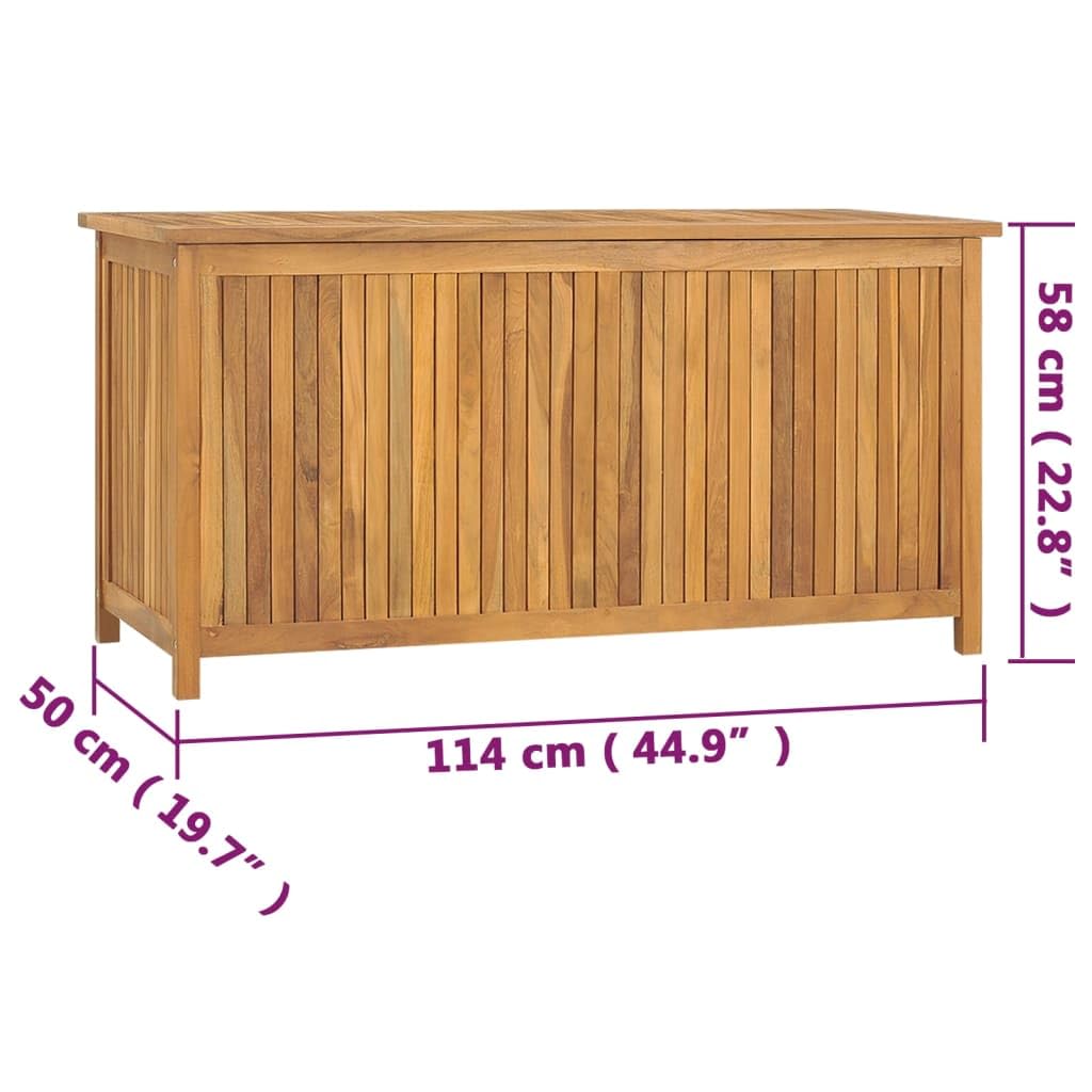 vidaXL Patio Box 44.9"x19.7"x22.8" – Durable Solid Teak Wood Outdoor Storage – Easy Assembly – Large Capacity – California Proposition 65 Warning