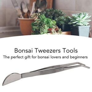 AUHX Bonsai Tweezers Tools, Bonsai Tweezers Wearresistant Stainless Steel Ergonomic Handle for Loosening Soil (Bent)