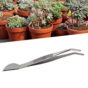 AUHX Bonsai Tweezers Tools, Bonsai Tweezers Wearresistant Stainless Steel Ergonomic Handle for Loosening Soil (Bent)