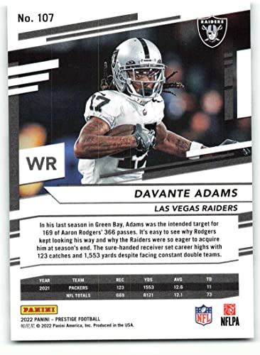 2022 Panini Prestige #107 Davante Adams Las Vegas Raiders NFL Football Trading Card