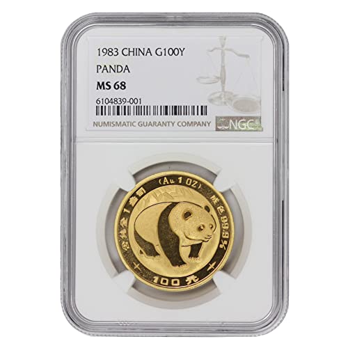 1983 No Mint Mark 1oz Chinese Gold Panda MS-68 by Mint State Gold 100 Yn NGC MS68