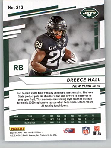 2022 Panini Prestige #313 Breece Hall RC Rookie New York Jets NFL Football Trading Card