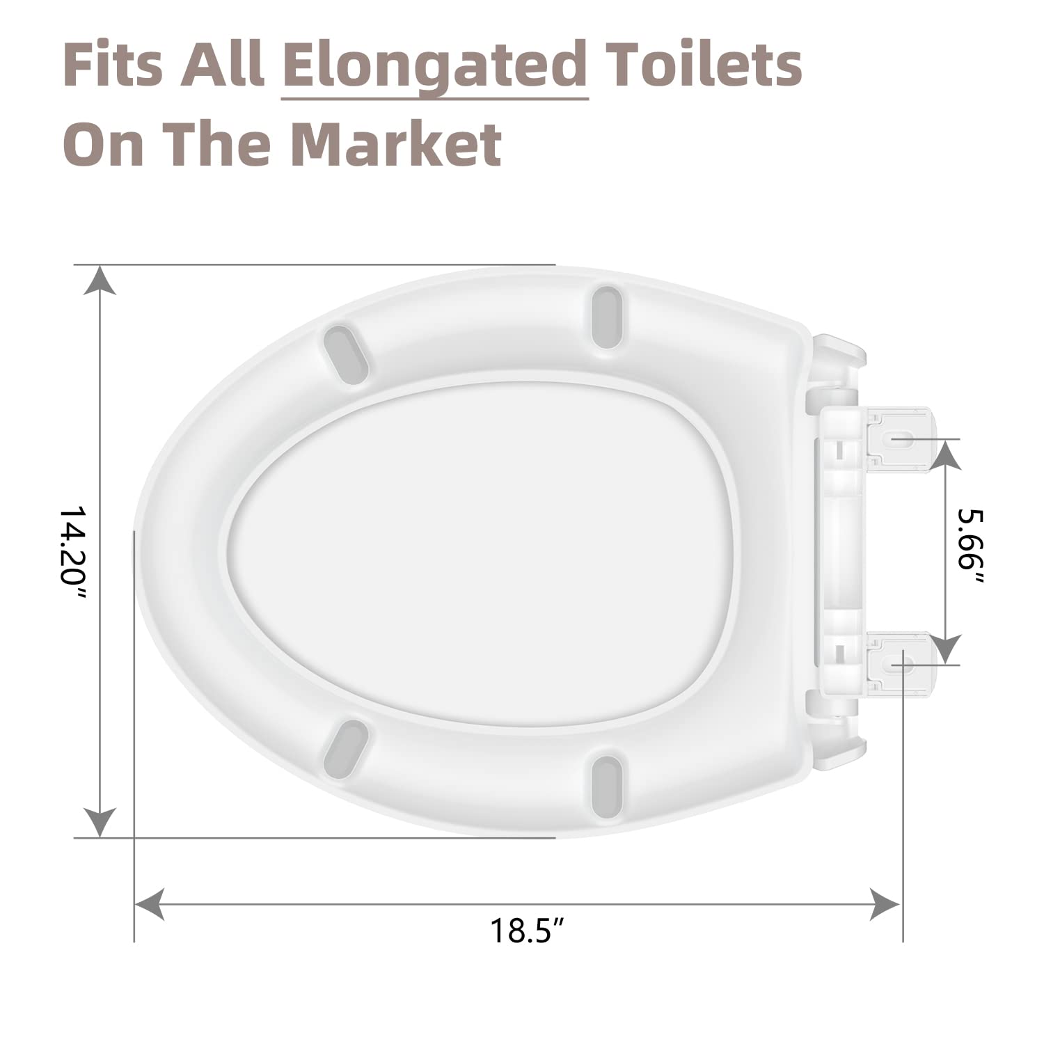 Elongated Toilet Seat, Slow Close Quick-Release Hinges, Heavy Duty Soft Close, Oval(Oblong) Toilet Seat For Elongated Toilets, Quiet-Close Lid And Seat, Easy To Install And Clean, Never Loosen, White