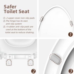 Elongated Toilet Seat, Slow Close Quick-Release Hinges, Heavy Duty Soft Close, Oval(Oblong) Toilet Seat For Elongated Toilets, Quiet-Close Lid And Seat, Easy To Install And Clean, Never Loosen, White