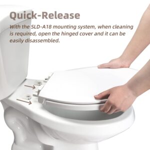 Elongated Toilet Seat, Slow Close Quick-Release Hinges, Heavy Duty Soft Close, Oval(Oblong) Toilet Seat For Elongated Toilets, Quiet-Close Lid And Seat, Easy To Install And Clean, Never Loosen, White