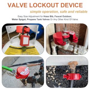 Gate Valve Lockout Device 2Pack Rotating Plastic Outdoor Water Hose Protector Babyproof 1-2.5in Diameter Valve Handles Red Secure for Water Spigot Faucet Knob Oil Natural Gas Propane Tank Lock Outdoor