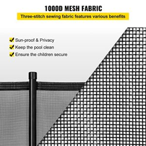 VEVOR Pool Fencing Mesh, 4 x 96 ft Swimming Pool Fence, 1000D PVC Mesh Fabric Removable Pool Fence, Pool Fence for Inground Pools with Aluminum Poles and Stainless Steel Tubes for Security and Privacy