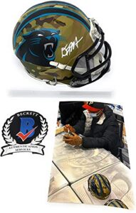 dj moore carolina panthers signed autograph camo speed mini helmet becket witnessed certified