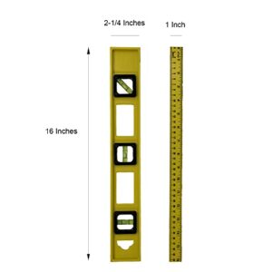 2 Pack Yellow 16 Inch Torpedo Level With Ruler 3 Vial Plastic WHOLESALE BULK LOT