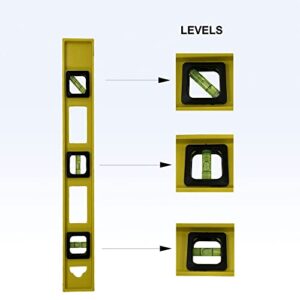 2 Pack Yellow 16 Inch Torpedo Level With Ruler 3 Vial Plastic WHOLESALE BULK LOT