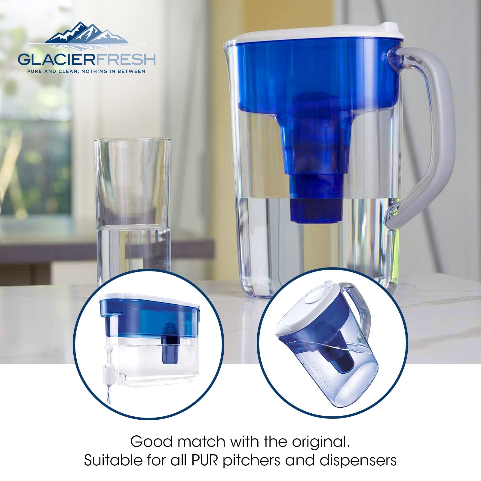 GLACIER FRESH CRF-950Z Filtration Pitcher Water Filter, Compatible with All PUR Pitchers and Dispensers System, PPF951K, CRF-950Z, PPF900Z, PPT700W, CR-1100C and DS-1800Z Water Filter, 3 PCS