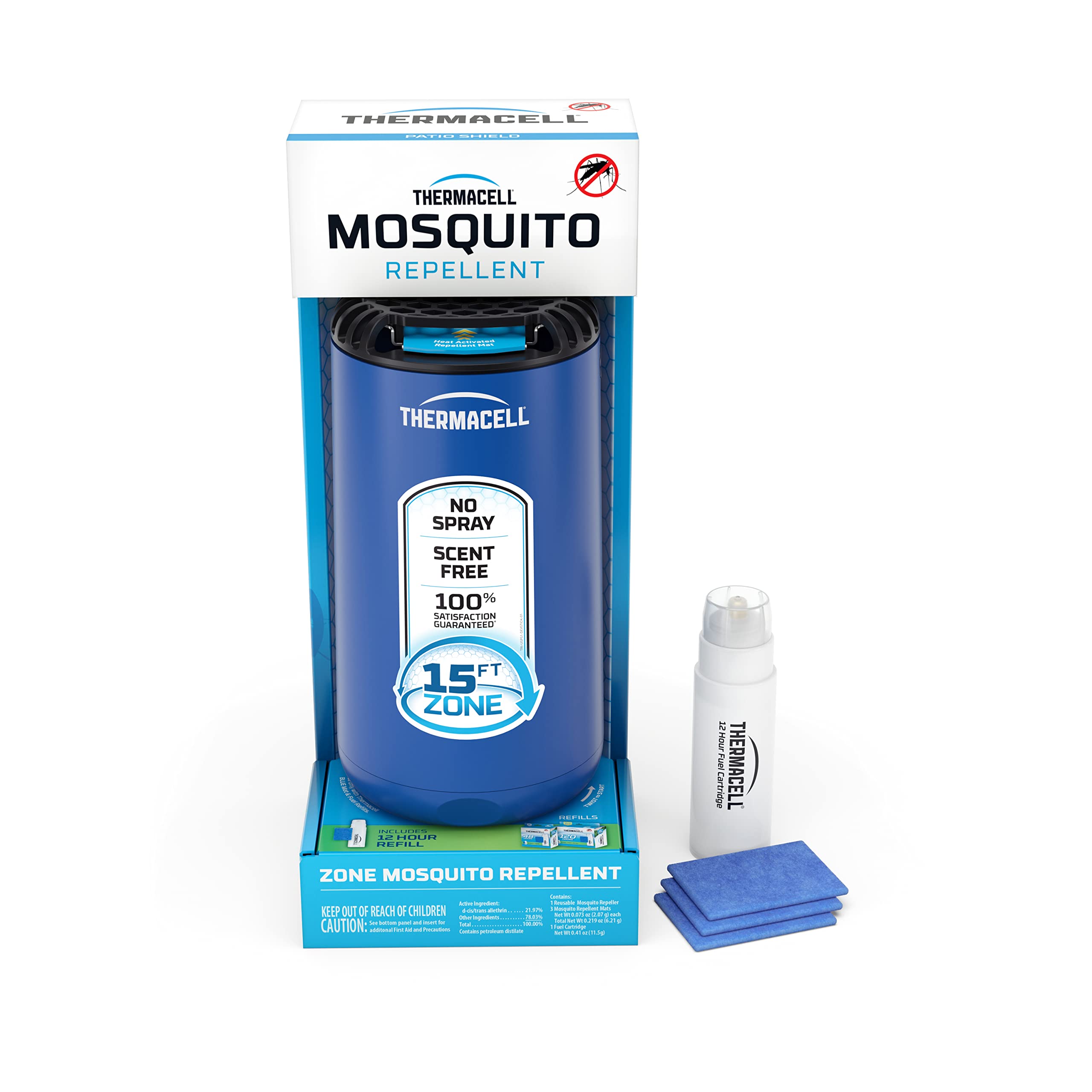 Thermacell Mosquito Repeller Patio Shield; Includes 12-Hour Refill; Highly Effective Mosquito Repellent for Patio; Bug Spray Alternative; Scent Free; No Candles or Flames