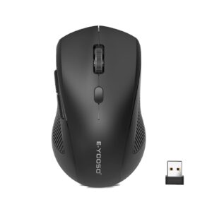 e-yooso wireless mouse, usb cordless computer mouse, 18 months battery life, 6 button wireless mouse, 5 adjustable dpi, 2.4g portable wireless optical mice for windows, mac, linux, chromebook(black)