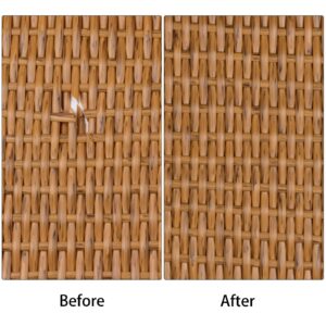 Feyart 7mm 80m Light Wood Grain PE Rattan Strip for Outdoor Rattan Furniture Repair, Plastic Wicker for Patio Furniture Restore