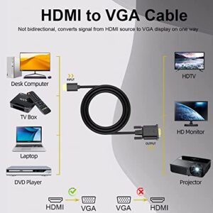 HDMI to VGA Cable 6 Ft, 20-Pack Gold-Plated Computer HDMI to VGA Monitor Cord Male to Male for Computer, Desktop, Laptop, PC, Monitor, Projector, HDTV (NOT Bidirectional)-Black