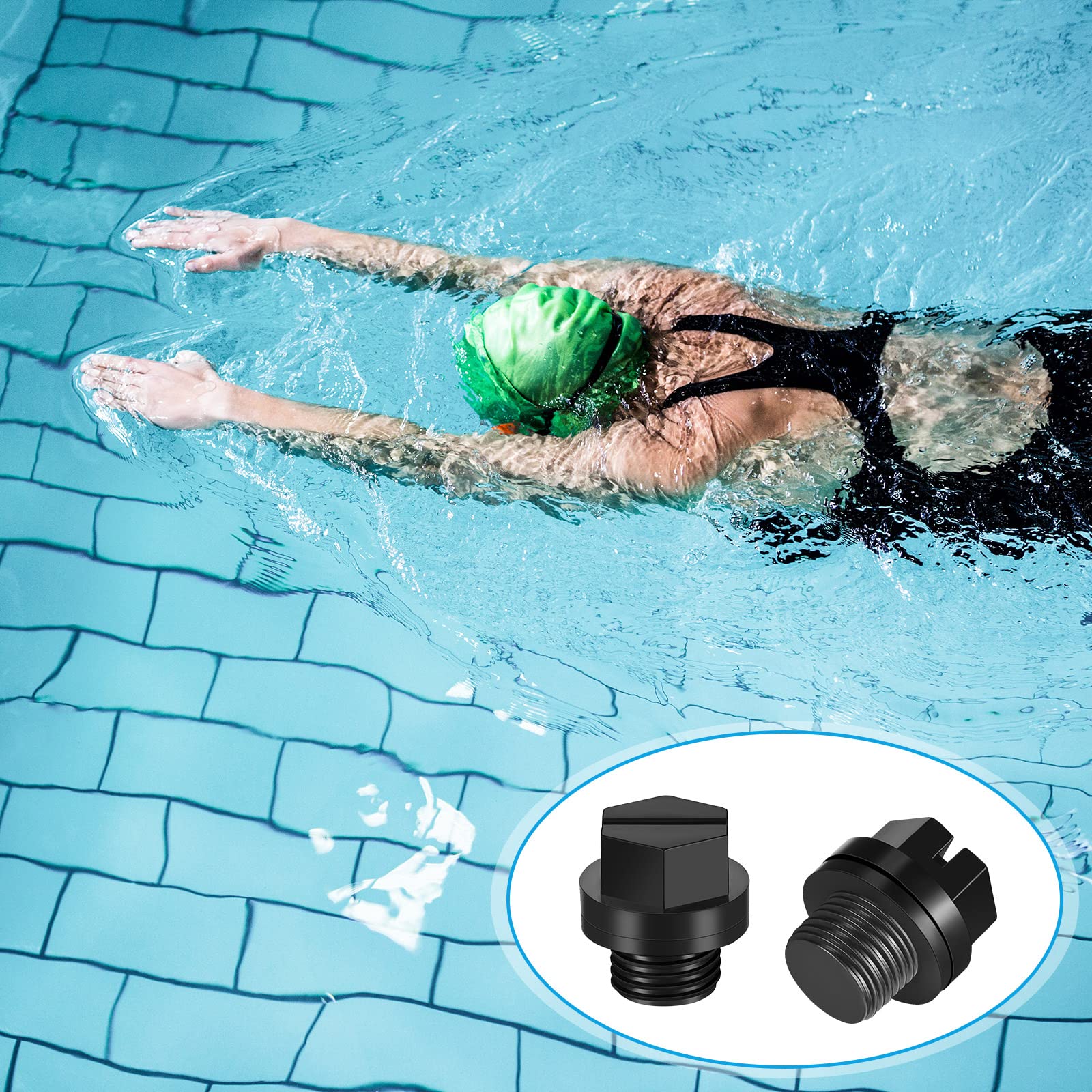 Tondiamo 10 Pieces Spx1700fg Pump Plug Pool Filters with Gasket Replacement Pool Drain Pump Plug Swimming Pool Plug Black Pipe Plug for Inground Pool with O Ring Gasket Washers for Bathtub Pool Spa