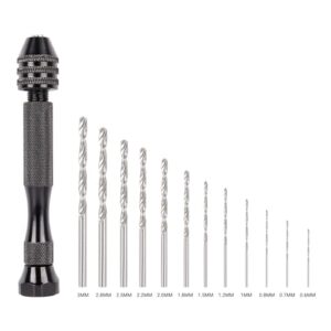 qezeza hand drill micro mini drill bits set of 12 pcs hand drill manual for jewelry drill, assembling, model making, diy woodworking