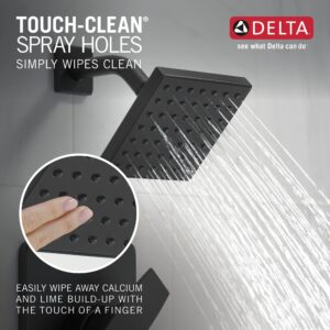 Delta Faucet Modern 14 Series Matte Black Shower Faucet, Tub and Shower Trim Kit with Single-Spray Touch-Clean Black Shower Head, Matte Black T14467-BL-PP (Valve Not Included)