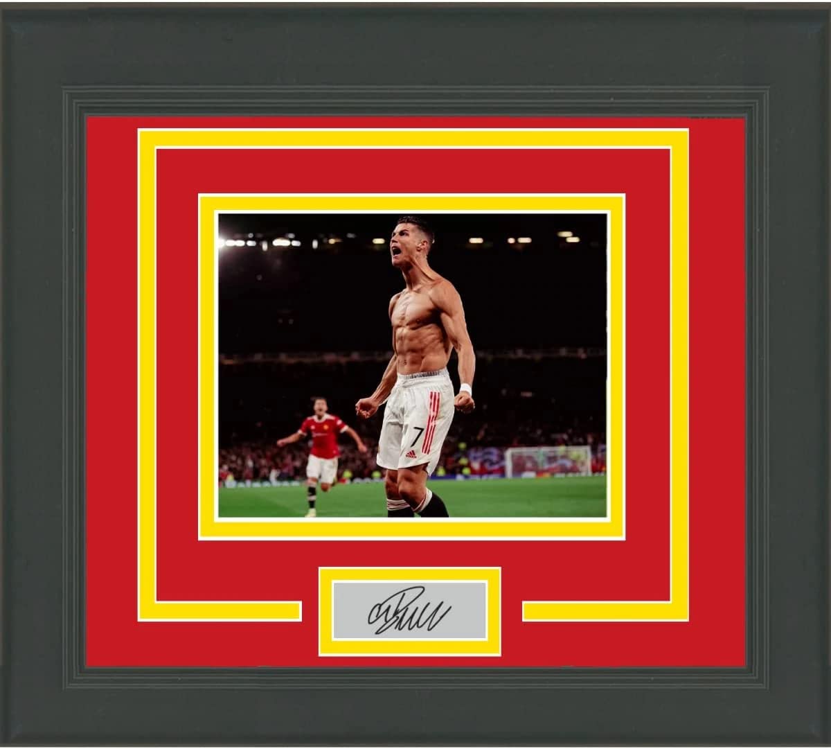 Framed Cristiano Ronaldo Facsimile Laser Engraved Signature Auto Manchester United 15x16 Soccer Photo