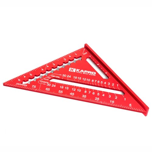 Kapro - 446 High Definition Anodized Rafter Square - Resists Wear and Corrosion - Features Conversion Table and Protractor - Lightweight & Compact Profile - 12 Inch