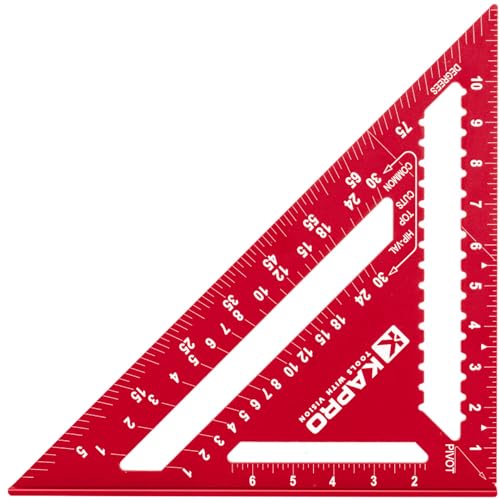 Kapro - 446 High Definition Anodized Rafter Square - Resists Wear and Corrosion - Features Conversion Table and Protractor - Lightweight & Compact Profile - 12 Inch