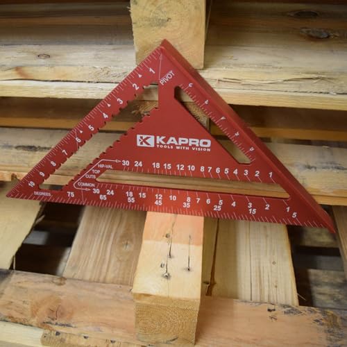 Kapro - 446 High Definition Anodized Rafter Square - Resists Wear and Corrosion - Features Conversion Table and Protractor - Lightweight & Compact Profile - 12 Inch