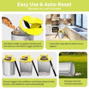 Upgraded Mouse Trap, Auto Reset Mouse Trap Bucket Lid, Reusable Easy Install Rats Trap, Humane Mouse Trap, 5 Gallon Mice Traps, Mouse Traps Indoor Outdoor or for Home(Rat Ver.)