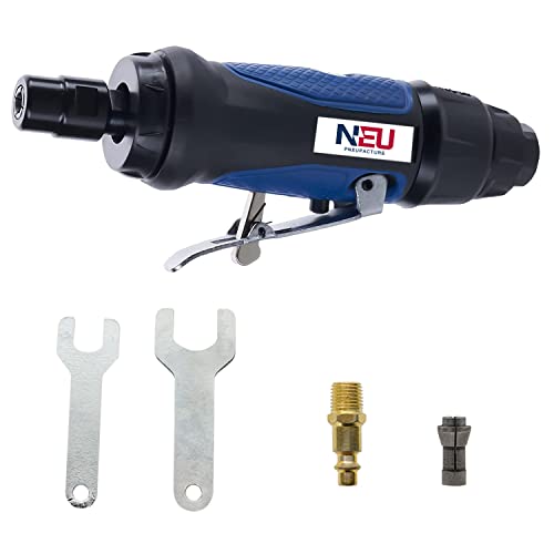 Air Die Grinder,NEU PNEUPACTURE Die Grinder Set, Air Straight Grinder Kit,with 1/4 and 1/8 inch Collets,Apply to Grinding, Polishing