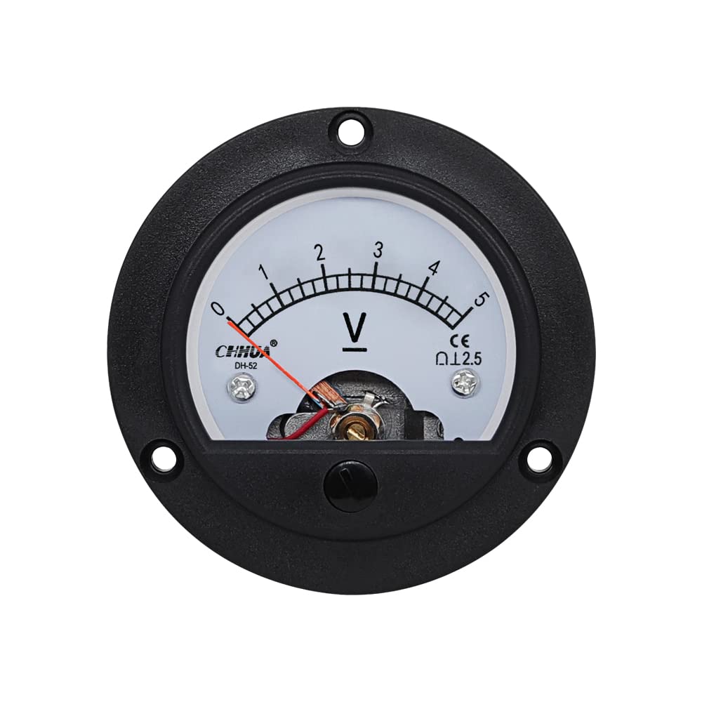 CHHUA Analog Voltmeter DH-52 0-5V DC Volt Meter Gauge Circular Panel Voltage Meter Voltage Tester for Shipping Circuit Testing Mechanical Equipment