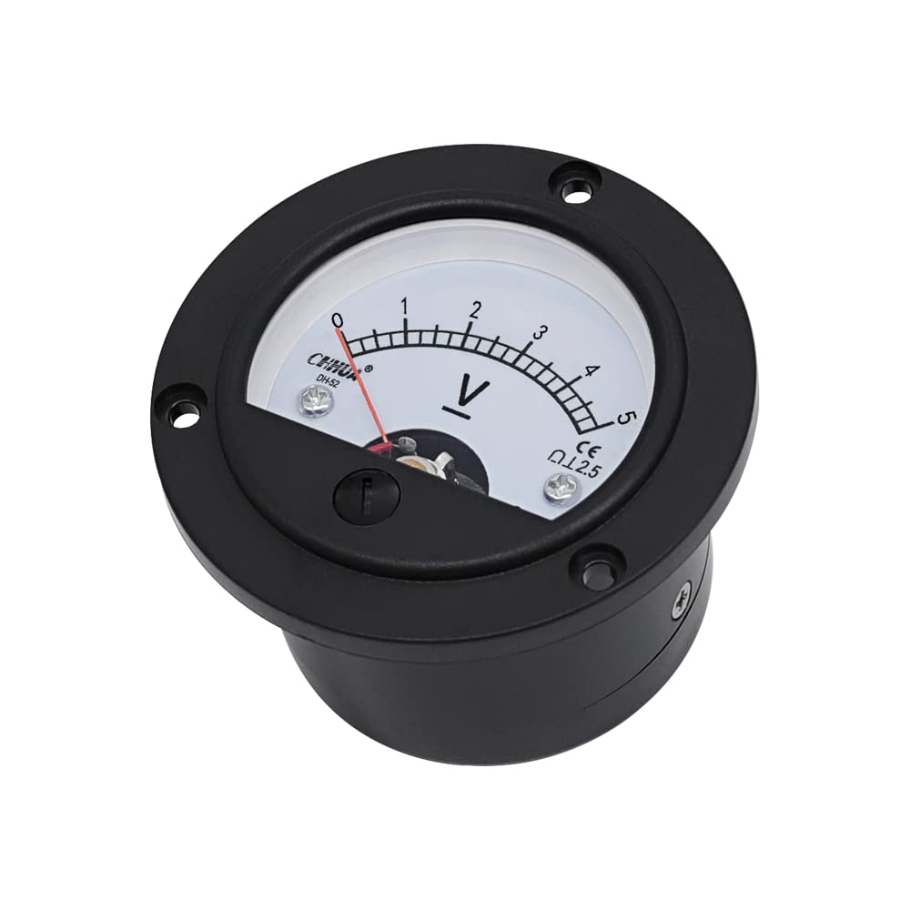 CHHUA Analog Voltmeter DH-52 0-5V DC Volt Meter Gauge Circular Panel Voltage Meter Voltage Tester for Shipping Circuit Testing Mechanical Equipment