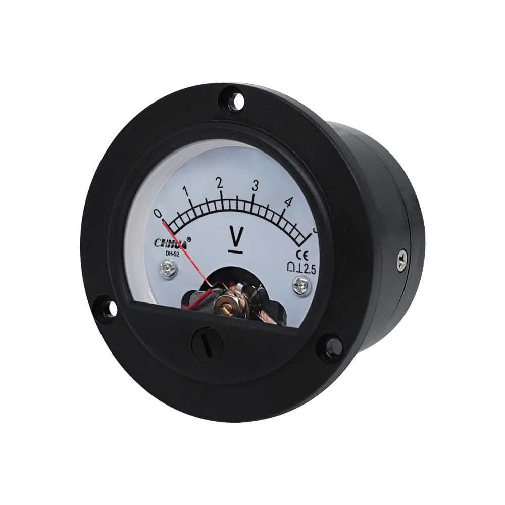 CHHUA Analog Voltmeter DH-52 0-5V DC Volt Meter Gauge Circular Panel Voltage Meter Voltage Tester for Shipping Circuit Testing Mechanical Equipment