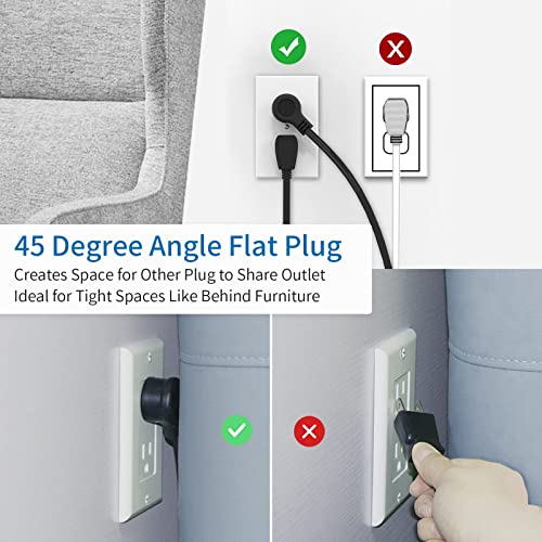 Flat Cord Power Strip with USB Bundle, NTONPOWER Flat Plug Power Strip with 15 Ft Extra Long Thin Extension Cord Under Rug, Carpet, Door, 3/4 Outlets 2 USB Charging Station for Home Office, Black