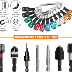 Linkstyle 12PCS 1/4 Inch Hex Shank Screwdriver Bits Holder Extension Bar Keychain Screw Adapter Drill Fast Change Portable Hand-held Bit Holder for Electric Screwdrivers and Drill Bit (6 Colors)