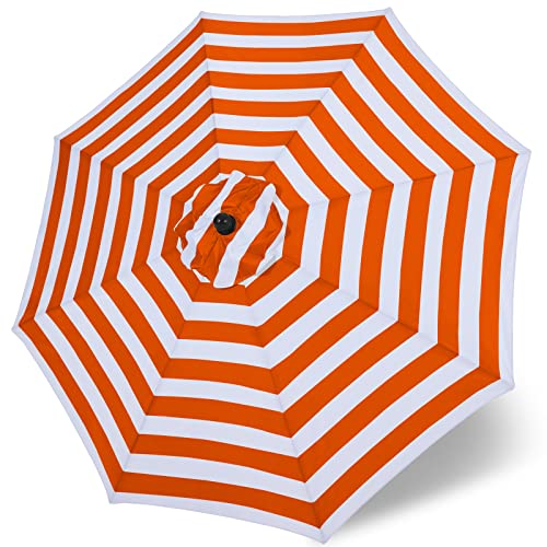 MASTERCANOPY Patio Umbrella 9 ft Replacement Canopy for 8 Ribs-Orange&White