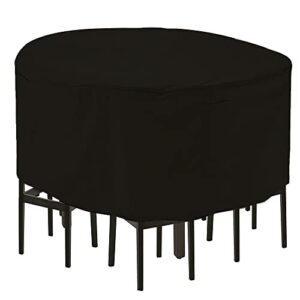 ‎izzybang 94 inch tall round patio bar height table and chair set cover heavy duty waterproof high outdoor table chair set covers, 94inch diameter x 45inch h, black (iz-001-b)