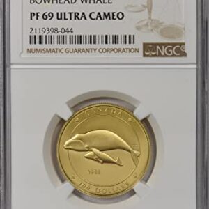 1988 CA Canada 1988 100 Dollars gold Bowhead whale animal NGC Proof 69 Ultra Cameo 0.25oz gold NG1220 DE FAIR NGC