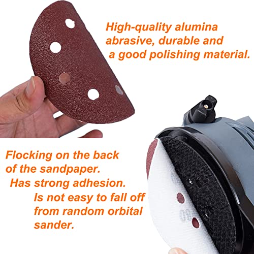 50Pcs 125mm 8 Holes Sanding Discs Pads Sanding Sheets, 5 Inch 40 Grits Hook and Loop Sandpaper Sheet for Random Orbital Sander.