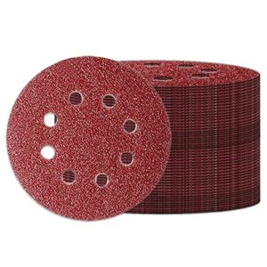 50Pcs 125mm 8 Holes Sanding Discs Pads Sanding Sheets, 5 Inch 40 Grits Hook and Loop Sandpaper Sheet for Random Orbital Sander.