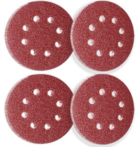 50pcs 125mm 8 holes sanding discs pads sanding sheets, 5 inch 40 grits hook and loop sandpaper sheet for random orbital sander.