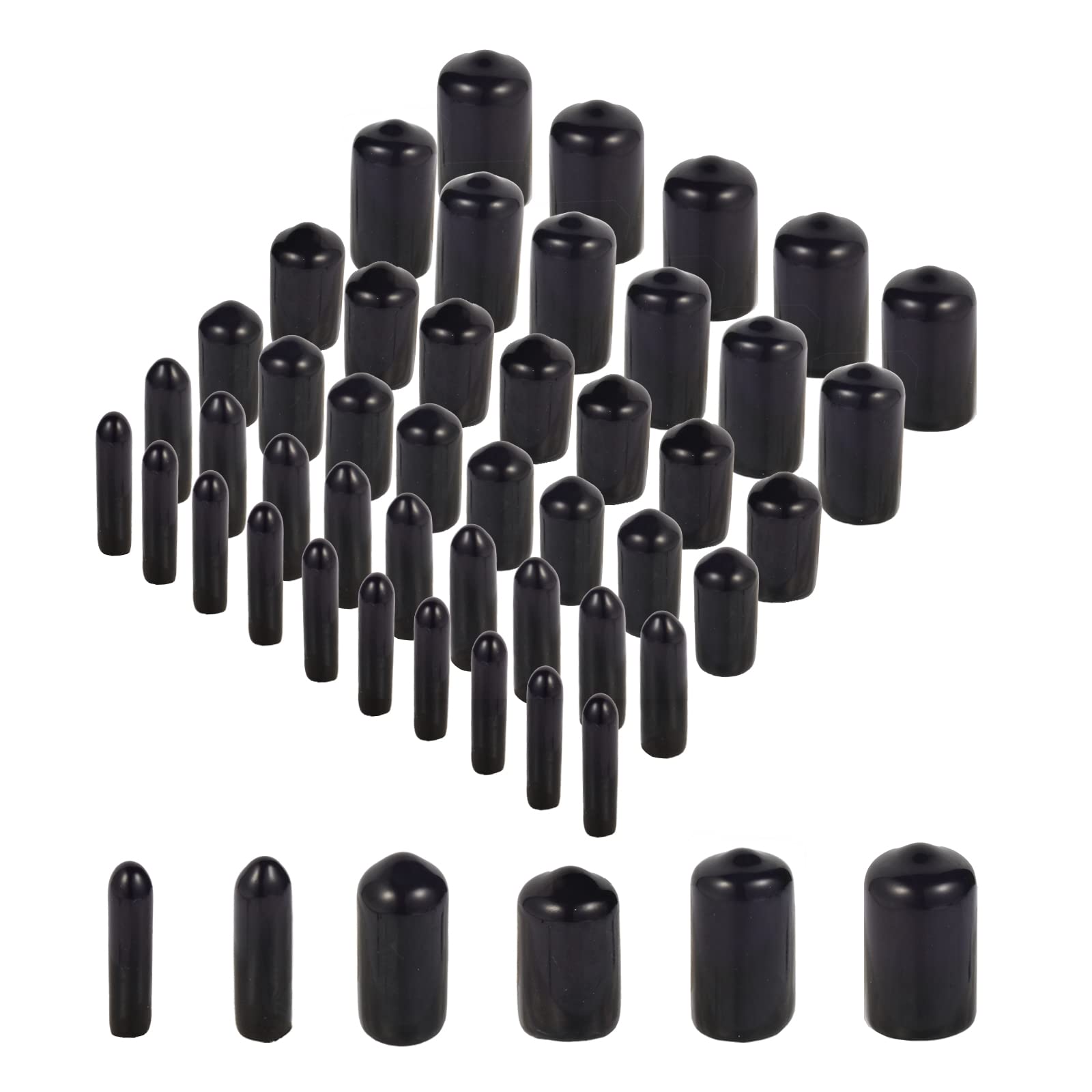 Aleric Rubber End Caps 60pcs Flexible Screw Thread Protector Caps Bolt Cover Rubber Bolt Covers Caps,Rubber Screw Caps for Metal Tube Rod Bolt in 6 Size 0.08 to 0.47 Inch(2mm,3mm,6.5mm,8mm,10mm,12mm