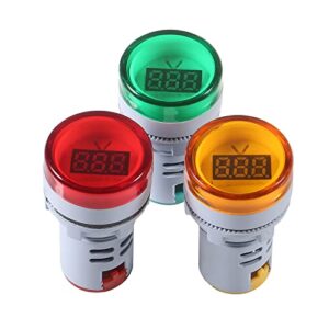 3 pack ac voltage meter, melife mini digital led display voltmeter ac 20-500v voltage meter monitor 110v 220v volt detetor signal indicator green red yellow light panel