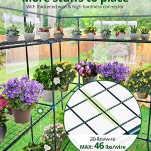 KING BIRD Upgraded Walk-in Greenhouse for Outdoors, Thickened PE Cover & Heavy Duty Powder-Coated Steel, w/ Zippered Mesh Door & Screen Windows, 14 Sturdy Shelves for Garden, 4.7 x 4.7 x 6.4 FT, Clear