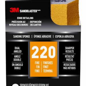 3M SandBlaster Dual Angle Sanding Sponge Gold, 4.5 in. x 2.5 in. x 1 in., 220 Grit, 3/Pack