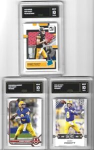 gem mint kenny pickett donruss leaf & bowman 3 card rookie lot graded gma gem mint 10 steelers star young quarterback