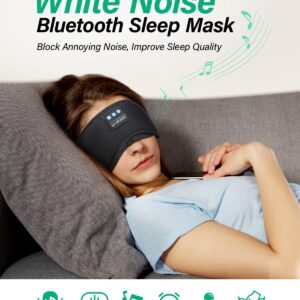 LC-dolida Sleep Headphones, White Noise Bluetooth Sleep Mask 3D Wireless Eye Mask Sleeping with Timing, Sleep Mask with Bluetooth Headphones for Side Sleepers Travel Yoga, Cool Gifts Men Women