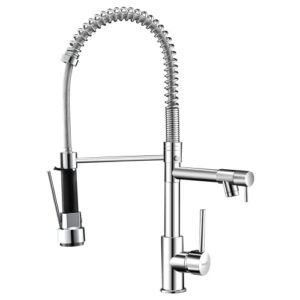 totopia pull down kitchen faucet, stainless steel kitchen sink faucet with sprayer, 2-spout, single-handle control, high arc spring design, easy installation,brushed nickel