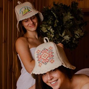 ASKOLD Ukrainian Sauna Hat Don’t Worry in Life for Sauna Banya Bath House Sauna Hat Finnish Sauna Hat Russian Banya Hat for Men Sauna Hat for Men