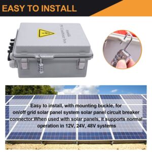 mankk 4 String PV Combiner Box IP65 Waterproof Solar Combiner Box with 63A Circuit Breaker Lightning Arreste Solar Connector and 15A Rated Current Fuse for On/Off Grid Solar Panel System PV-BOX-4X